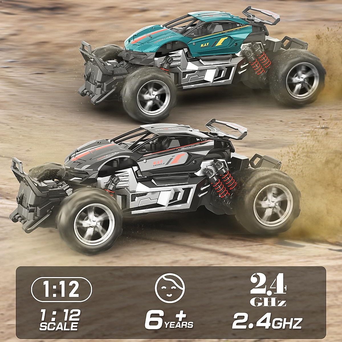 GUOKAI Remote Control Car,2.4GHz Fast RC Cars Toys,1:12 Scale RC Monster Trucks Hobby Grade RC Truck Toys with Rechargeable Battery,Birthday Gift for Kids Boys 6-12 Kids