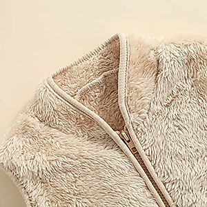 Tiacham Toddler Baby Girl Boy Vest Fall Winter Clothes Sherpa Waistcoat Sleeveless Outerwear Kids Jacket (White, 18-24 Months)