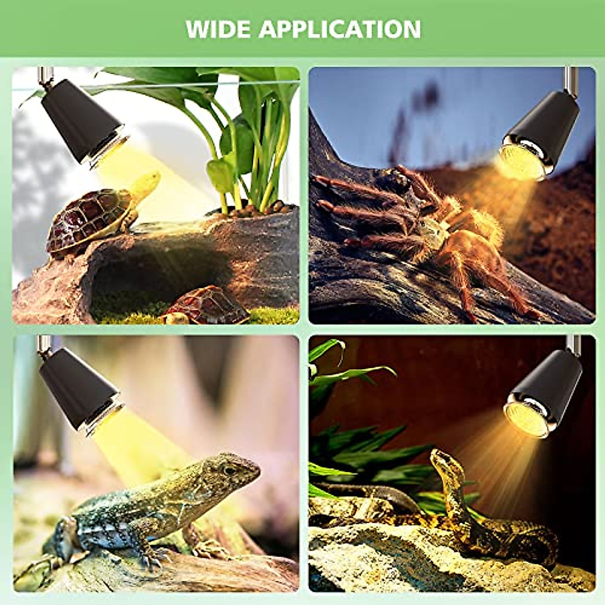 SILICAR Glass Turtle Tank with Reptile Heat lamp, Tortoise Habitat Terrariums with UVB UVA Heating Light Metal Stand with 2 Pack Heat Bulbs (E27,50W)