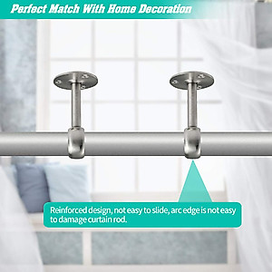 Creatyi Heavy Duty Closet Rod Brackets Closet Shower Curtain Rod Bracket Ceiling-Mount Brackets Closet Rod Holders Closet Pole Sockets Closet Rod Supports for 1 1/4 Inch Rod (4 PCS, Silver)