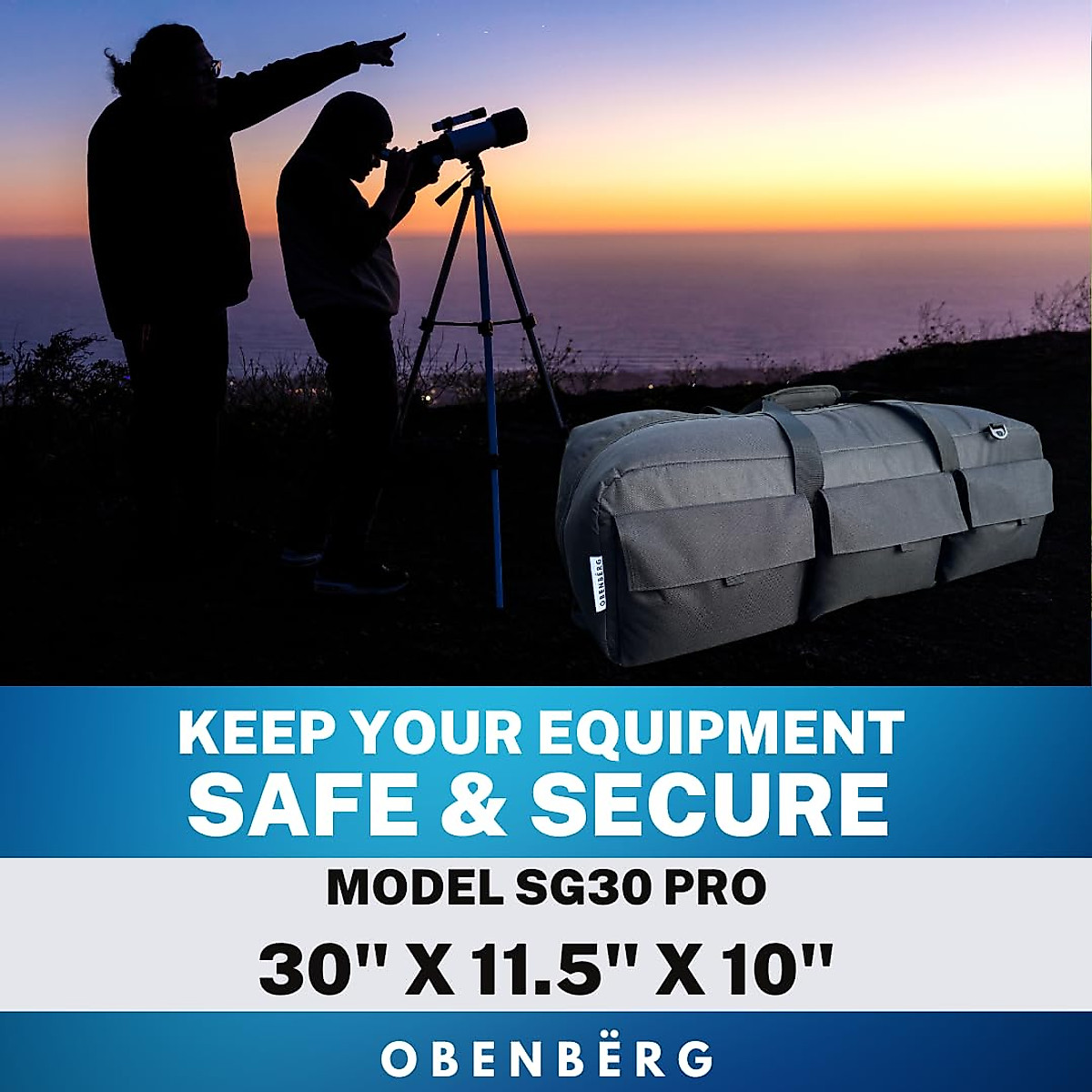 OBENBERG Professional 30" Telescope Bag: High-Density Foam Travel Universal Carrying Case for Celestron, Meade, Orion & Vixen with Shoulder Strap & Accessories, Perfect for Astronomy & Photography