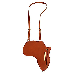 Orijin Culture AFRICA Men Backpacks Belt Bags - Africa Backpacks for Travel – Africa Shaped Crossbody Leather Backpacks with Sturdy Zippers & Multiple Pockets | Brown - Medium