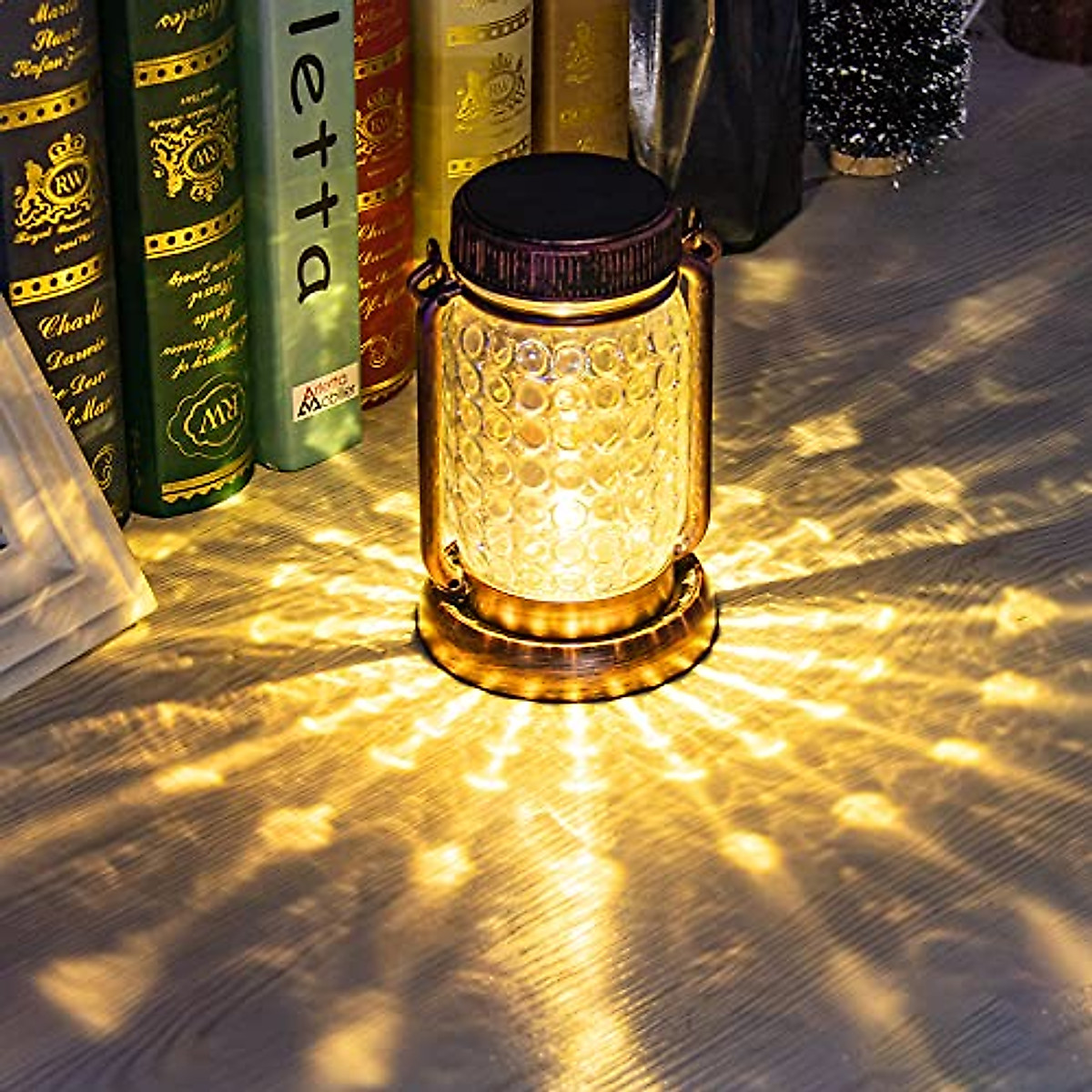 Outdoor Garden Decor, 2 Pack Solar Lantern Waterproof Warmwhite Mason Jar Hanging Lights, Porch Decorative for Garden Yard Patio Backyard Deck Courtyard Lawn