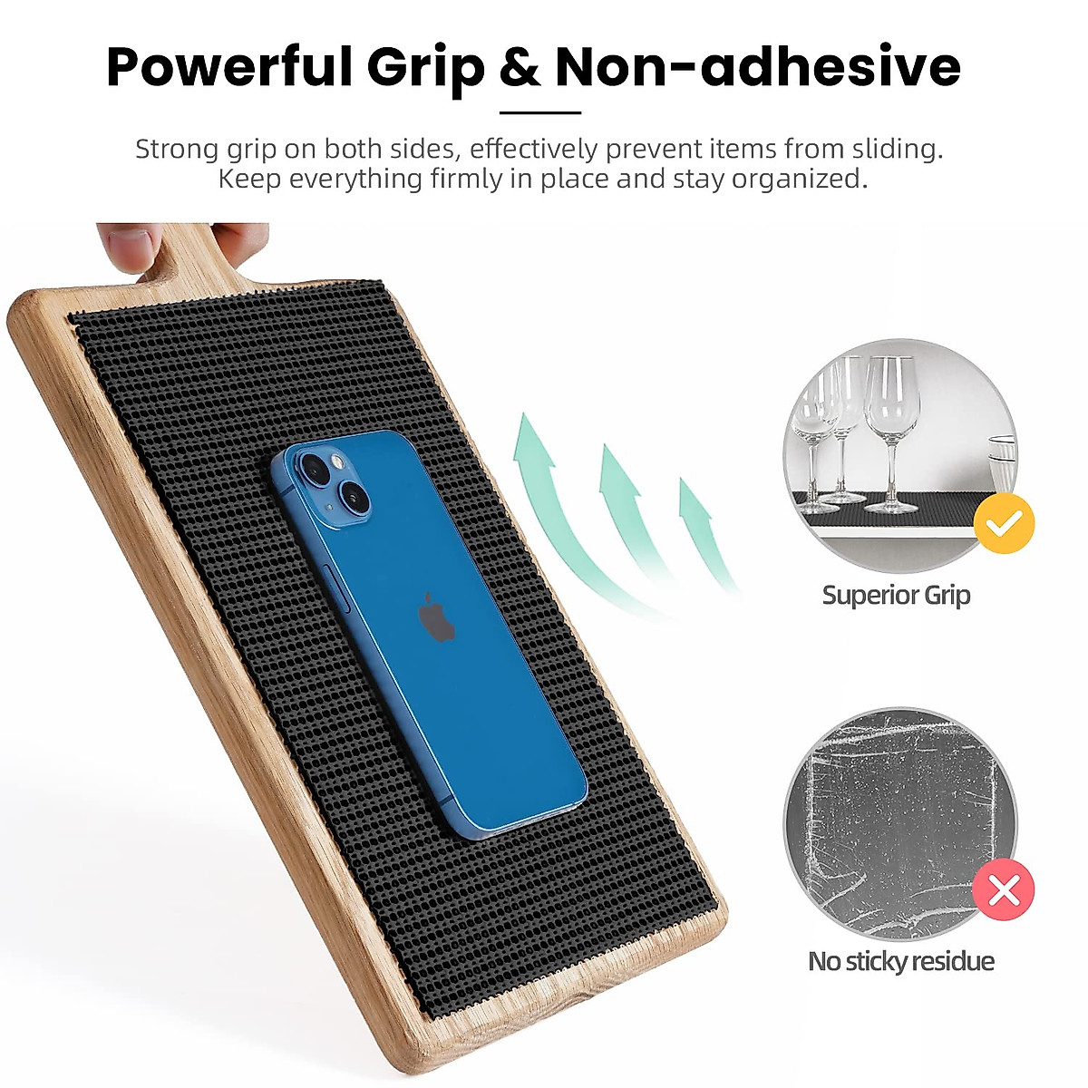 BAGAIL Drawer Liner, 12 in X 10 Ft Non-Adhesive Shelf Liners for Kitchen Cabinets, Thick Strong Grip Liners for Desk, Shelves, Bathroom Drawers, Cabinet Protection - Black