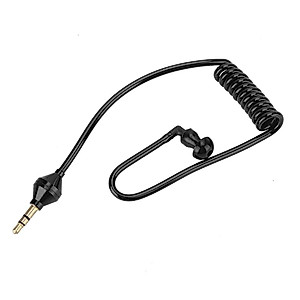 Hakeeta Single Earbud, Ear-Hook Earphone, Wired Earpiece, Spiral air Tube, in Ear, Lightweight, Monaural, Comfortable, Without Microphone, 3.5mm, for MP3 Phone Bluetooth, Black