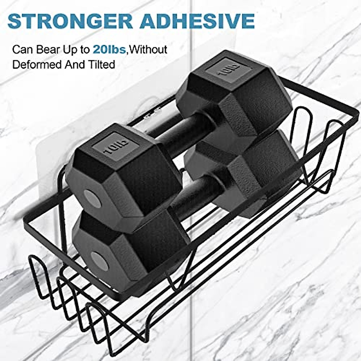 ANKEWY Shower Caddy Shelf Basket 2-Pack with Soap Holder, No Drilling Adhesive Wall Mount Shower Shelf, Stainless Steel Black Bathroom Shower Storage Organizer with Hooks for Bathroom,Toilet, Kitchen