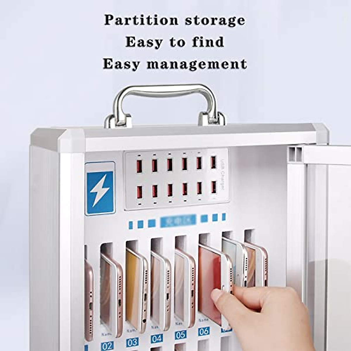USB Rechargeable 12,24 Slot Mobile Phone Storage Cabinet Wall-Mounted Lockable Mobile Phone Storage Box Suitable for Schools, Factories, Conference Rooms (Size : 12)