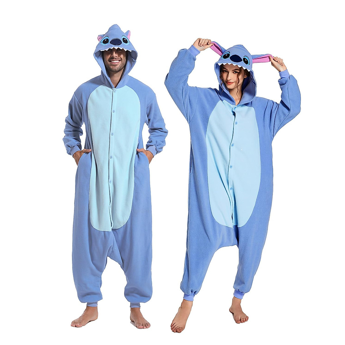CANASOUR Polar Fleece Halloween Costume Christmas Adult Anime Unisex Animal Cosplay Onesie (Medium, New Blue)