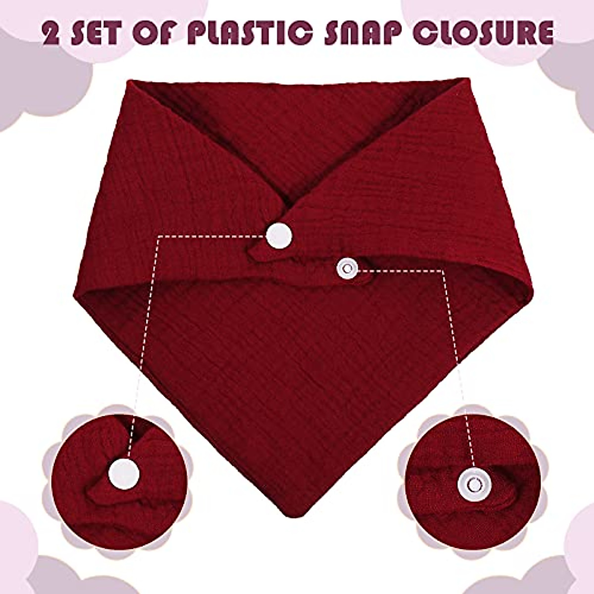 Muslin Baby Bandana Bibs Breathable Baby Drool Bibs, Absorbent Soft Snap Drool Bibs for Baby Girls and Boys, Adjustable Bibs for Newborn 0-24 Months Infant (8 Pieces)