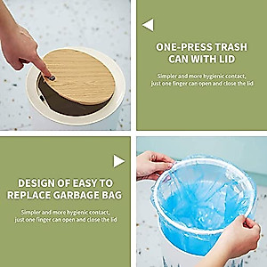 Small Trash Can with Lid for Bathroom Kitchen Office Diaper misty forest landscape detailed blue silhouettes coniferous trees Bedroom Garbage Trash Bin Dog Proof Waste Basket Cute Decorative