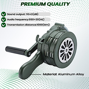 MAOPINER Handheld Air Raid Siren, 110db Hand Loud Crank Operated Air Raid Siren Home Self Protection Security Alarm Siren Aluminum Alloy Crank, Hand Crank Siren