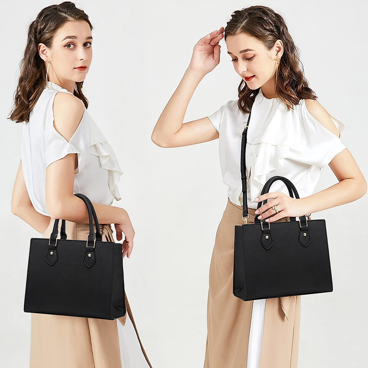 CHICAROUSAL Crossbody Purses and Handbags for Women PU Leather Tote Top Handle Satchel Shoulder Bags (1 LiZ Black)