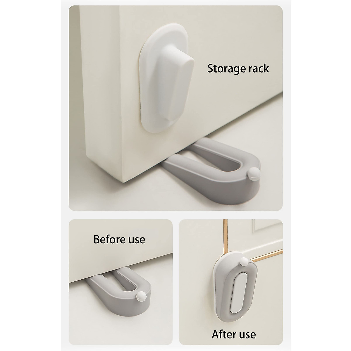 3 Pack Big Door Stopper,Door Stops with Door Holder,Premium Soft PVC Security Wedge for Bottom of on Tile,Concrete, Carpet,Wooden Floor,Fashion Design(3 Colors)