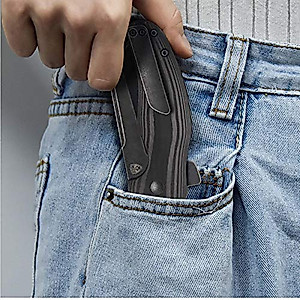 Kizer Pocket Knives Black S35VN Blade and Carbon Fiber Handle Flipper Knife for EDC, Sheepdog C01C Ki4488A3