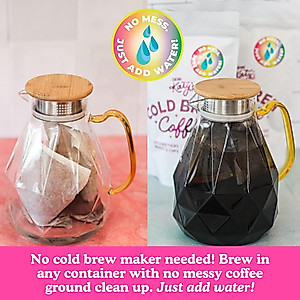 Drink Katy’s Cold Brew Coffee Packs, 6 Large Ready-to-Brew Pitcher Packets, No More Messy Cold Brew, Smooth & Delicious Dark Roast Brazilian Craft Coffee, Proudly Woman-Owned (Makes 32 Servings)