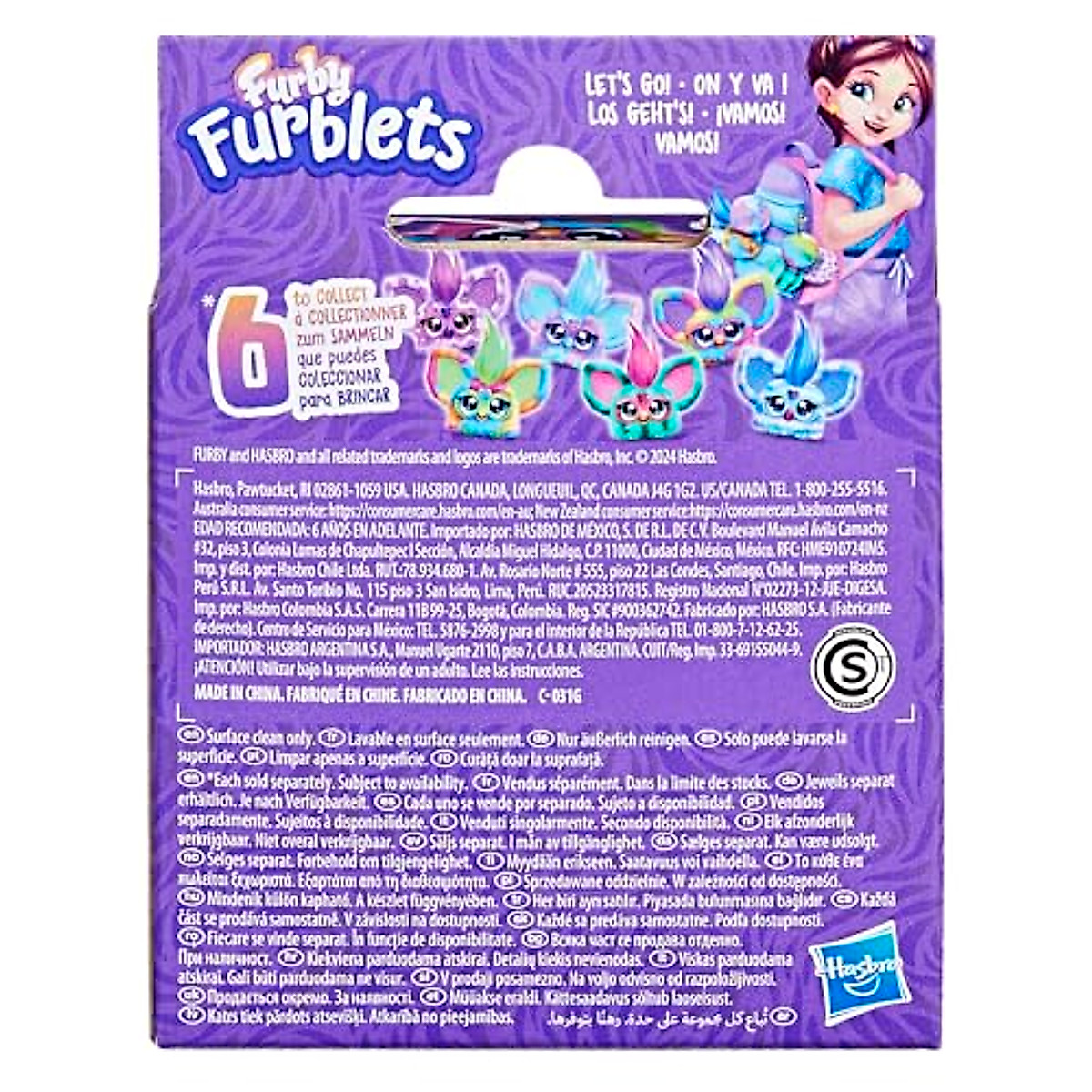 Furby Furblets Ray-Vee Mini Friend, Electronica Music, Speaks Only Furbish, Electronic Plush Toys for Girls & Boys, Interactive Pets, Rainbow, Easter Basket Stuffers, 6+