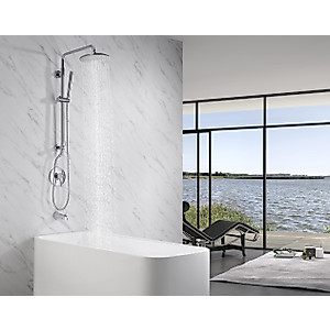 sumerain Retrofit Rain Shower Heads System with 9 Inch Shower Head 2.5GPM, Chrome Finish