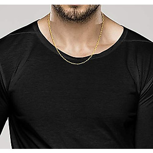 Miabella Solid 18K Gold Over Sterling Silver Italian 2.5mm Paperclip Link Chain Necklace for Women Men, 925 Made in Italy (20 Inches)