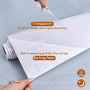 5PCS Clear Contact Paper, 39.5*16.5" Self Adhesive Contact Paper Clear Wall Protector, Removable Film Transparent Kitchen Backsplash Wall Protector, Waterproof Oil Proof Sticker Clear Wallpaper