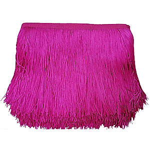 Lauthen.S 10 Yards of 6" Chainette Fringe Trim Tassel Sewing Trim for DIY Craft Latin Dress Lamp Shade Decoration (6 Inches x 10 Yards, Hot Pink)