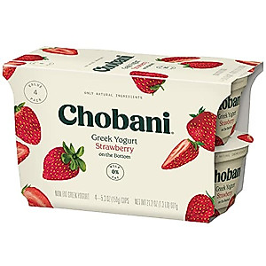Chobani® Non-Fat Greek Yogurt Strawberry on the Bottom 5.3oz 4-pack