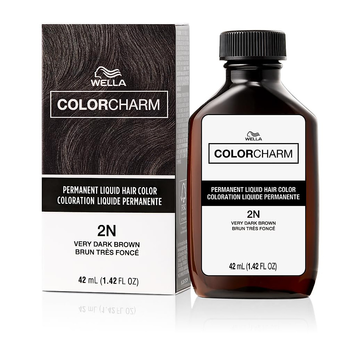 COLORCHARM Permanent Liquid Hair Color for Gray Coverage| 2N Very Dark Brown| 1.4 Fl Oz