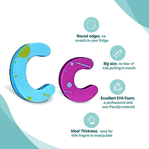 Magnetic Letters and Numbers for Toddlers, Vcertcpl 134pcs Refrigerator Alphabet Magnets for Kids ABC Learning with Animal Vehicle Fruit Patterns, Classroom Supplies Foam Letters Toys for Toddlers 3-7