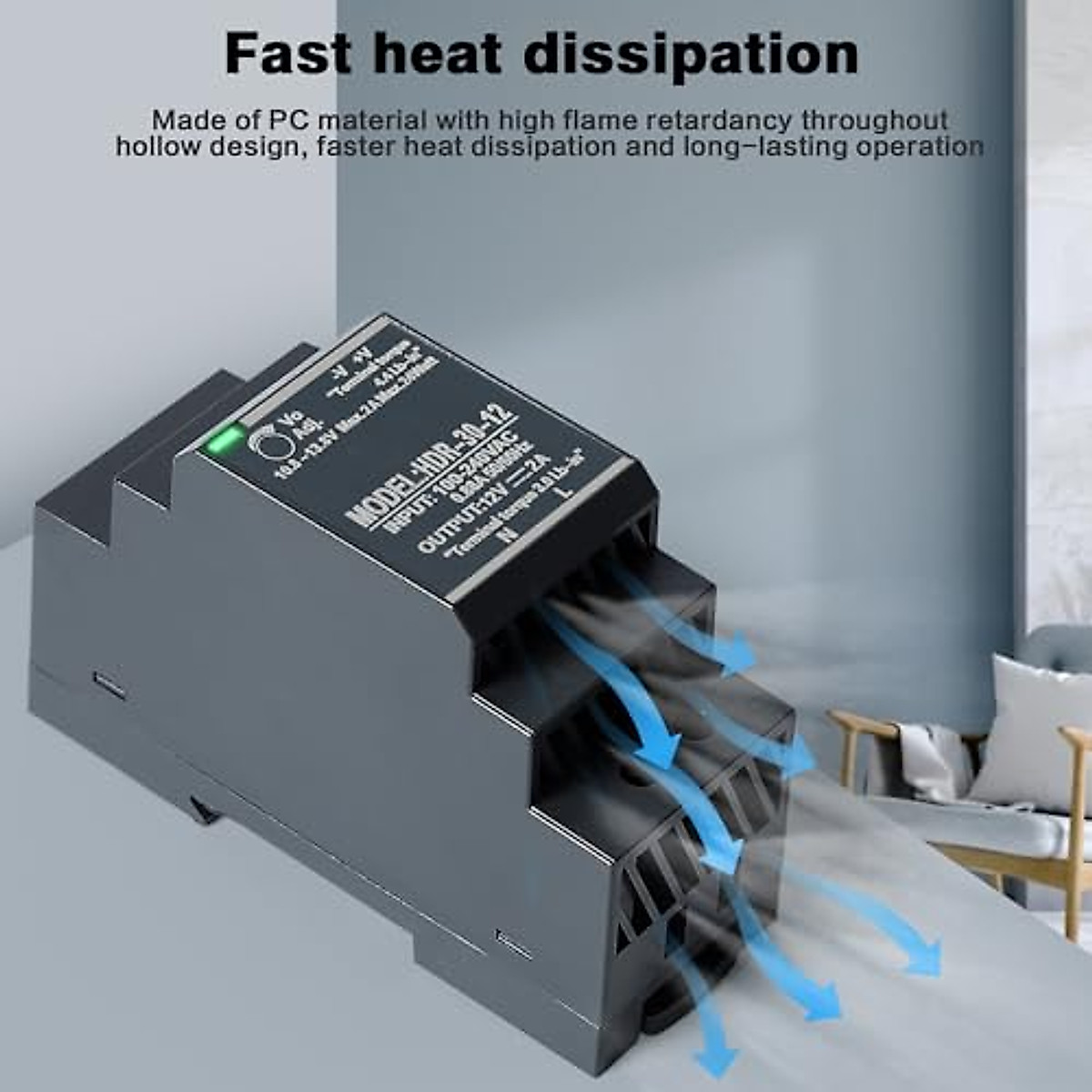 Jadeshay DIN Rail Power Supply, 30W 12VDC 2A Switching Power Supply with Overload Protection and Stable DC Output (HDR-30-12)
