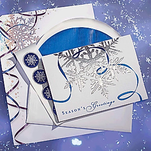 PaperDirect Blue and Silver Snowflake Embossed Foil Seals, 48 Count