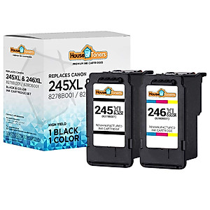 Houseoftoners Remanufactured Ink Cartridge Replacement for Canon PG-245XL CL246XL 245 XL 246 XL for PIXMA MG2520 MG2522 MG2525 MX492 TS202 TS302 TS3122 (1 Black 1 Color, 2 Pack)