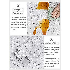 Glossy Marble Paper for Countertop Peel and Stick Wallpaper Granite White Sticker Waterproof Self Adhesive 15.7”×118” Easy to Install & Clean, Removable