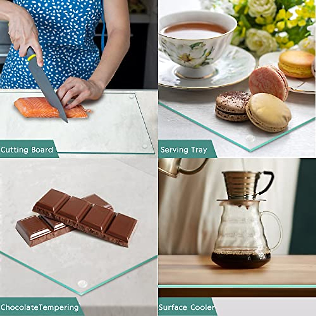 Tempered Glass Cutting Board - Glass Cutting Boards for Kitchen,clear cutting board for countertop (Frosted, 15.7" x 11.8")