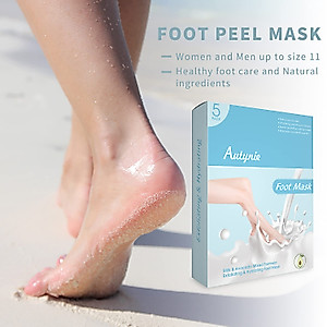 Foot Masks-5 Pack,Natural Foot Care Exfoliating Treatment Repairs Cracked Heels,Peeling Away Calluses and Dead Skin Cells,Make Your Feet Baby Soft & Get a Smooth Skin -For Men Women（Milk &Avocado）
