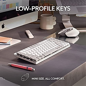 Logitech MX Mechanical Mini for Mac Wireless Illuminated Keyboard, Low-Profile Performance Switches, Tactile Quiet Keys, Backlit, Bluetooth, USB-C, Apple, iPad - Pale Grey