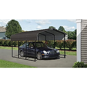 Arrow Sheds Amazon Exclusive 10' x 15' x 7' 29-Gauge Carport with Galvanized Steel Roof Panels and Enclosure Kit, Charcoal