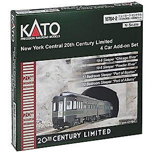 Kato USA Model Train Products N Scale New York Central 20th Century Limited 4-Car Add-on Set (106-7130)