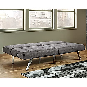 Signature Design by Ashley Sivley Modern Tufted Flip Flop Futon Sofa Bed, Dark Gray
