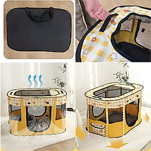 VARMTOR Puppy Playpen, Portable Dog Play Pen, Sturdy Cat Playpen, Foldable pop up pet Tent, Pet Playground Indoor/Outdoor (L, Pink) CF-01