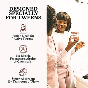 RedDrop Tween FlowDay Pads - Ultra Thin and Sticky Pads for Active Days - Designed for Girls Experiencing Their First Period