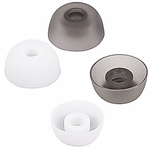 Ear Bud Replacement Pieces Silicone Soft Rubber Earbud Tips Eargel Cover, Compatible with Jabra Elite 75t/ 65t/ Active/ 7 Pro/Elite 3/ Elite S/M/L 6 Pairs Transparent Grey and White