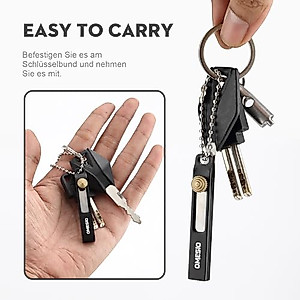 Omesio 2PCS Mini Pocket Box Cutter Keychain, Small Folding Utility Knife with 10 Extra Blades for Men, EDC Retractable Package Letter Opener Cutter Tool Little Box Cutter (Black)
