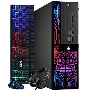 TechMagnet Gaming PC Desktop, Intel Core i3-6100, Siwa 6, 16GB RAM, 480GB SSD (Fast Boot), 2TB HDD, AMD RX 550 4GB DDR5, WiFi, RGB Headphone Keyboard Mouse, Windows 10 Pro (Renewed)