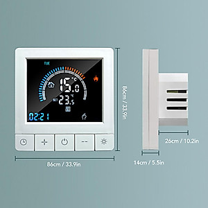 Floor Heating Thermostat, Programmable Home Heating Controller AC 90-240V High Accuracy Touch Control for Hotel (16A Electric Heating with WiFi (Included 3 Meter)