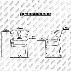 2xhome - Wishbone Solid Wood Armchair with Arms Open Y Back Farmhouse Dining Office Chair with Woven Beige Seat (Espresso)
