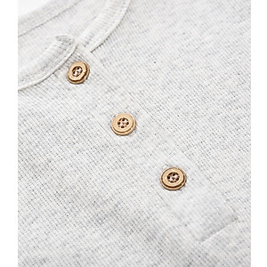 Enfants Chéris Toddler Long Sleeve Henley Boys Girls Ribbed Shirt Light Grey 3T