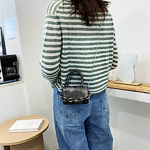 Women's Mini Crocodile Pattern Crossbody Clutch Bag Handbag (Green)