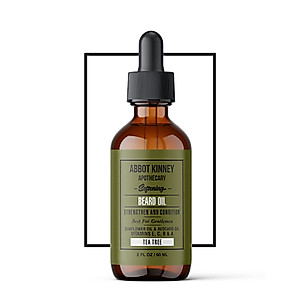 ABBOT KINNEY APOTHECARY Softening Beard Oil, Strengthens and Conditions Beards, Blend of Natural Oils, 2 oz (Tea Tree)