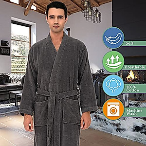 TowelSelections Mens Robe, 100% Cotton Luxury Bathrobe, Soft Terry Cloth Towel Robe for Men Large/X-Large White