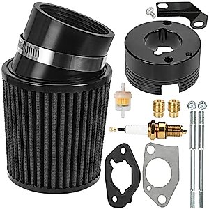 GREHUA Upgrade Air Filter Adapter Jet Kit for Predator 301cc 420cc 389cc 13hp 15hp GX340 GX390 Stage 1 Mini Bike Parts Go Kart Golf Cart Lawnmower Water Pump Pressure Washer Generator OHV Engine Black