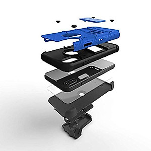Zizo Bolt Series Compatible with iPhone X Case Military Grade Drop Tested with Screen Protector, Kickstand and Holster iPhone Xs Blue Black